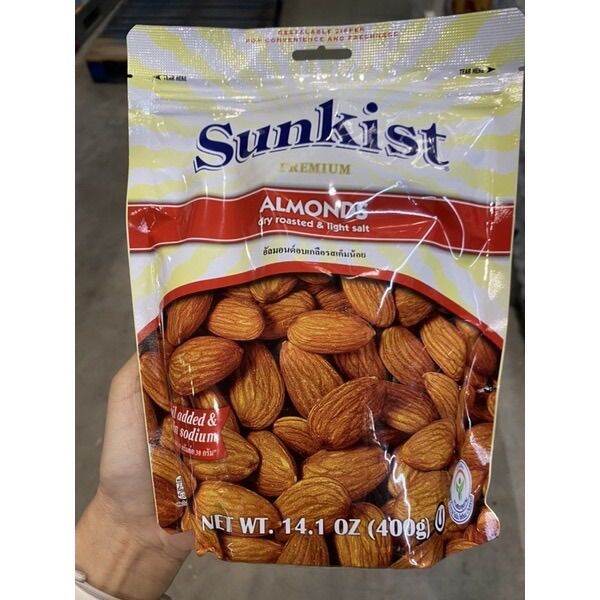 Sunkist Premium Almonds Dry Roasted & Light Salt 400 G. อัลมอนด์ อบ ...