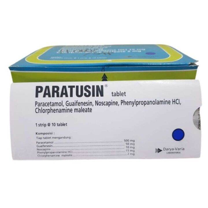 PARATUSIN 10 TABLET 1 STRIP PARACETAMOL GUAIFENESIN NOSCAPINE OBAT FLU ...