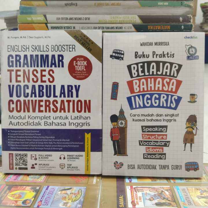 1 Paket 2 Buku, English Skills Grammar Tenses Vocabulary Conversation dan Buku Praktis Belajar ...
