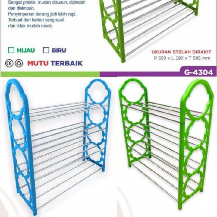 RAK SEPATU SANDAL 4 SUSUN WARNA GSF 4304 | Lazada Indonesia