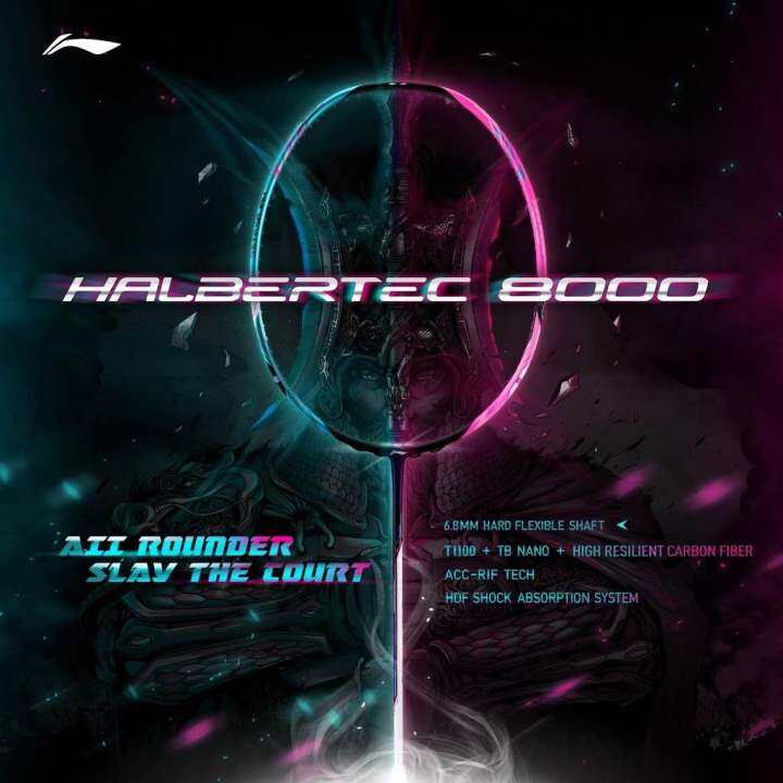 LI-NING ไม้แบดมินตัน รุ่น Halbertec 8000 (3U/4U) แถมซอง+พันด้าม | Lazada.co.th