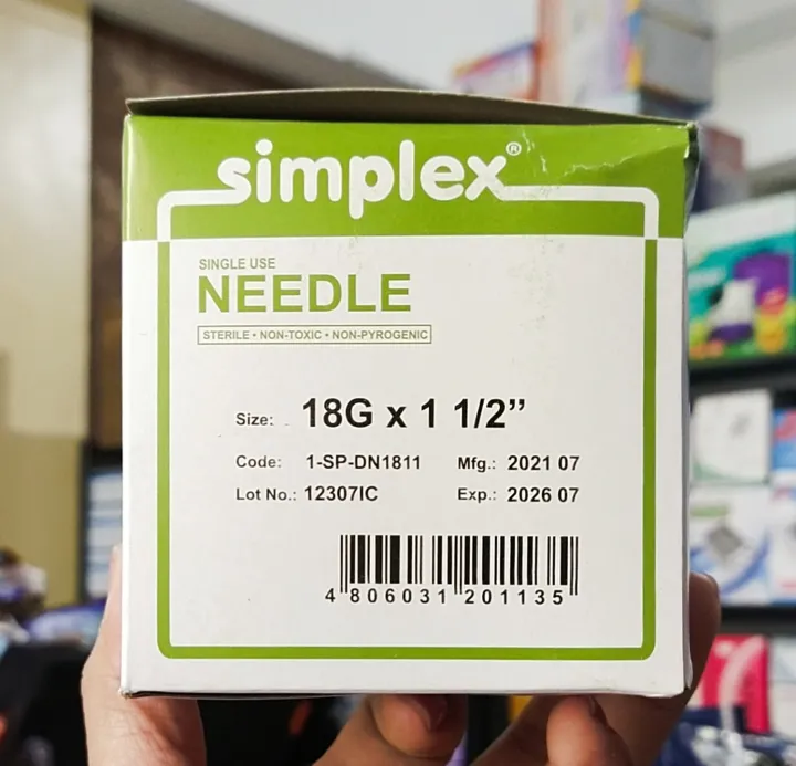 SIMPLEX NEEDLE 18Gx1 1/2" | Lazada PH