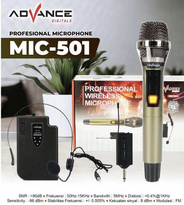 Microphone Wireless Advance+Headset Clip On Profesional MIC-501 | Lazada Indonesia