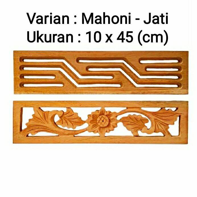 Ukiran Kayu Hias 10 x 45 cm Loster Tempel Jati Mahoni Motif Minimalis ...