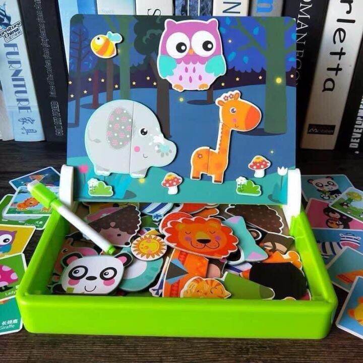 Animal magnetic puzzle with drawing board haiwan teka teki magnet ...