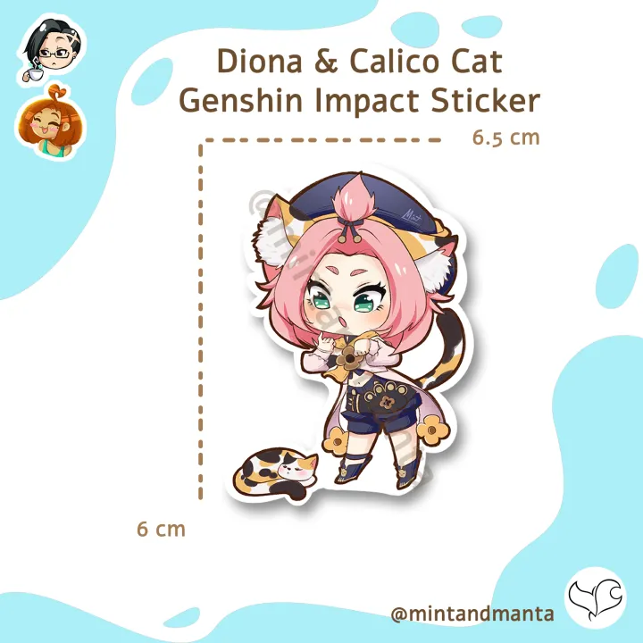Genshin Impact Sticker Diona and Calico Cat Chibi | Journal Stickers ...