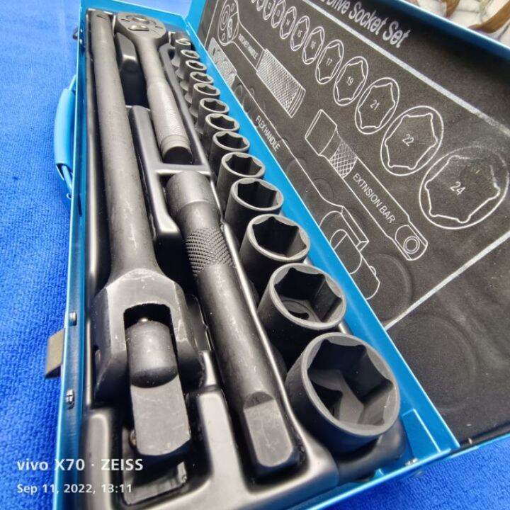 socket wrench set 17pcs 1/2 drive original flyman size 8mm to 24mm ...