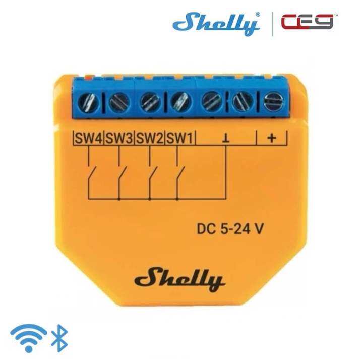 Shelly Plus i4 DC, Wi-Fi-operated 4-digital inputs controller for enhanced actions control ...