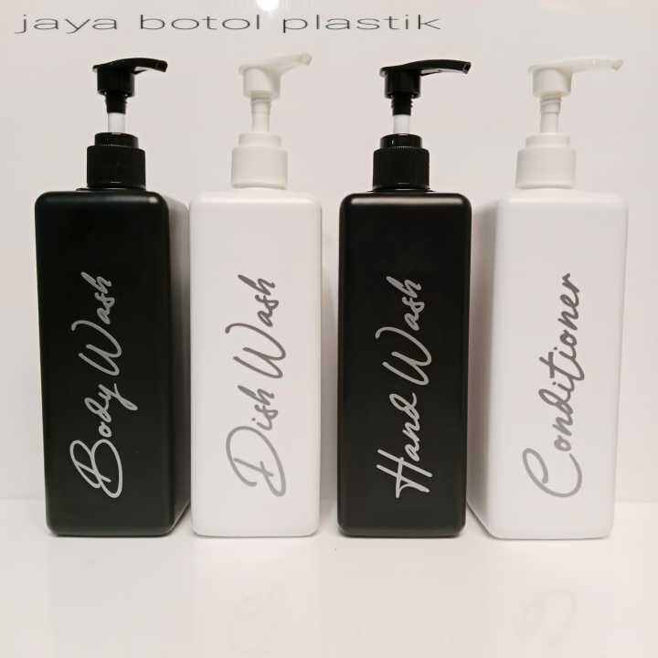 Botol Sabun Cair 500ml Hitam Putih Doff Tempat Sabun Cair | Lazada ...
