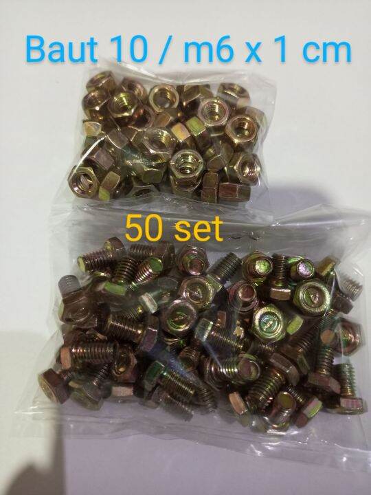 (Paket 50 Pcs) Baut 10+Mur 6mm x 1cm | Lazada Indonesia