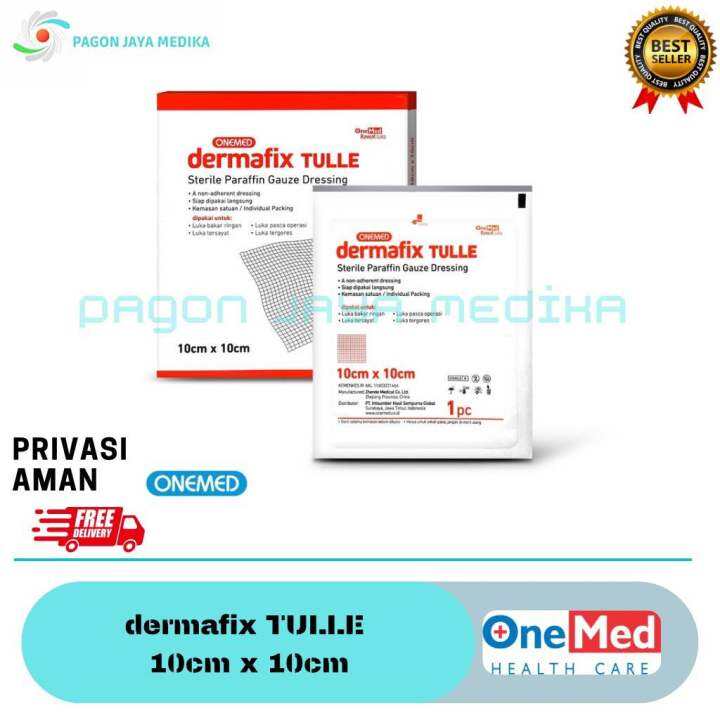 Dermafix Tulle 10x10cm Paraffin Gauze Onemed isi 10s Kasa Steril ...