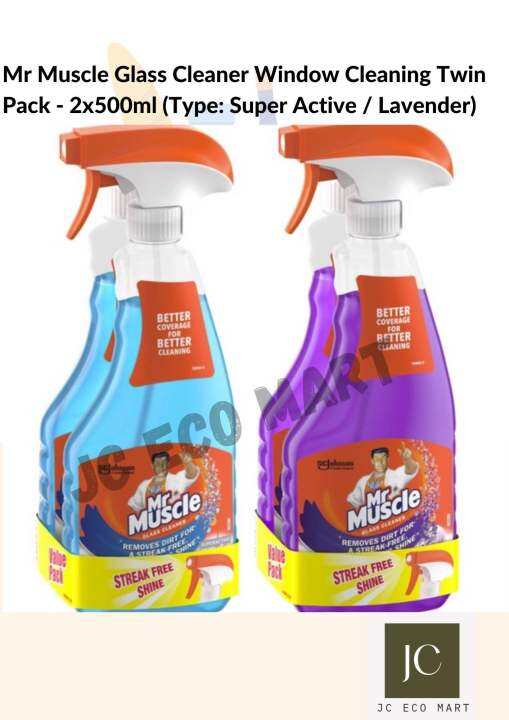 Mr Muscle Glass Cleaner Window Cleaning Twin Pack - 2x500ml (Type ...