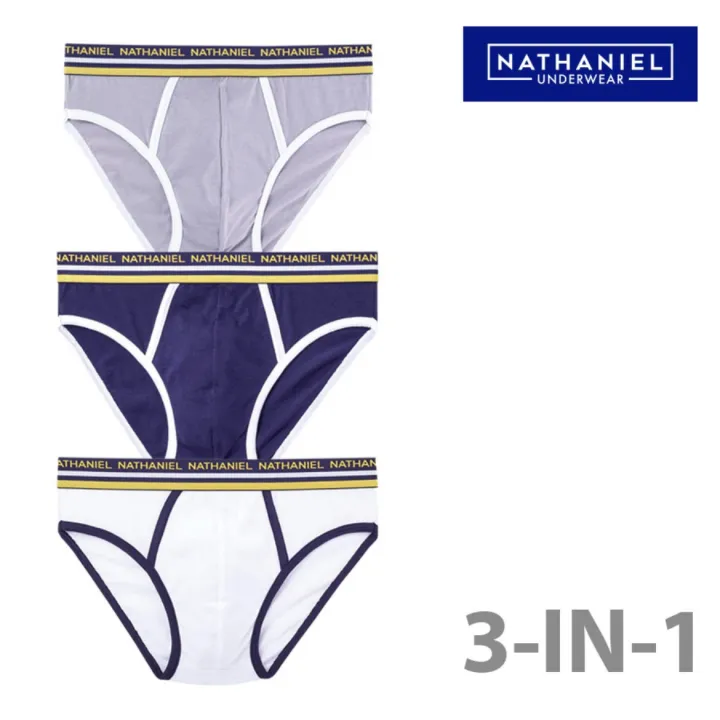NATHANIEL ALVAREZ MEN'S BRIEF SET COTTON BLEND For Men 3 in 1 Pack ...