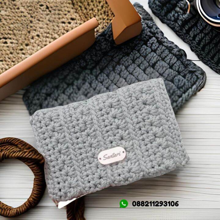 dompet kartu uang kertas dan koin rajut mini 2 ruang | Lazada Indonesia
