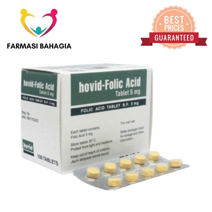 Hovid Folic Acid Tablet 5mg 10x10’s | Lazada