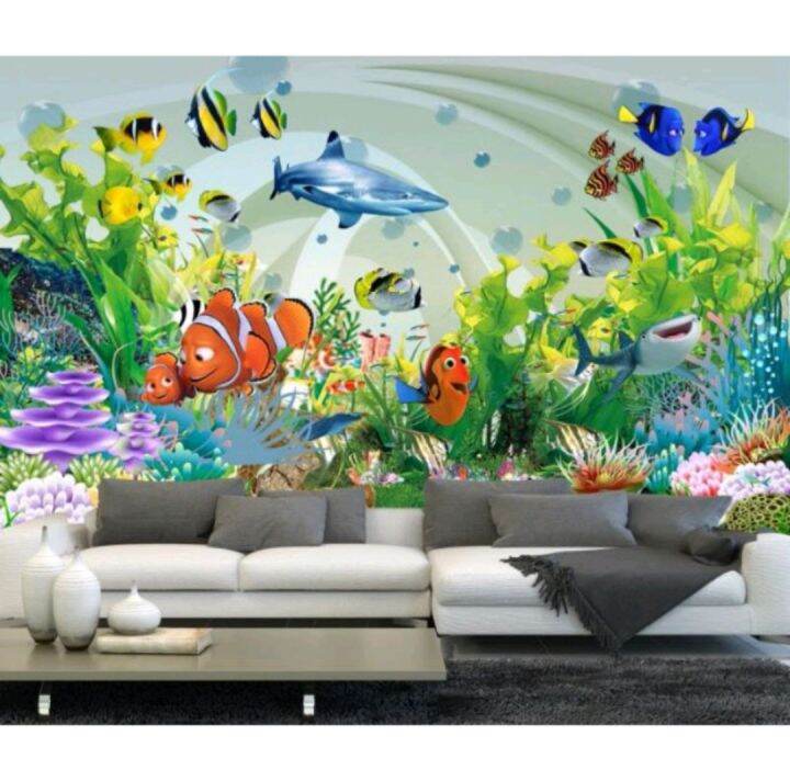 wallpaper dinding murah ikan nemo 3D - wallpaper dinding promo ikan ...