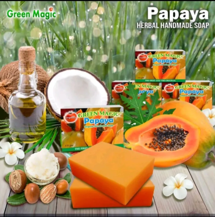 1 BOX GREEN MAGIC PAPAYA HANDMADE SOAP AUTHENTIC SOLD BY GODs LOVE SHOP | Lazada PH