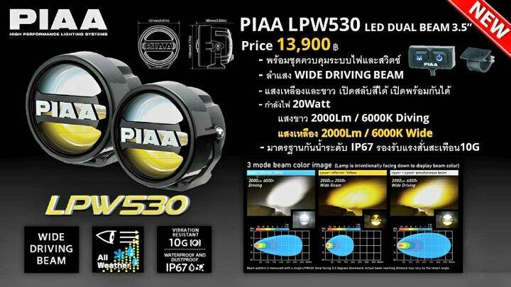 ใหม่! PIAA LPW530 ตัวเดียวกับไฟ 2 สี ขาวและเหลือง เลือกใช้ได้ มีกล่องควบคุม | Lazada.co.th