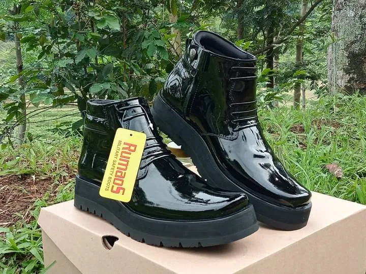 sepatu DINAS PDH kantoran outsole tebal 4-5 cm hitam kilap | Lazada ...