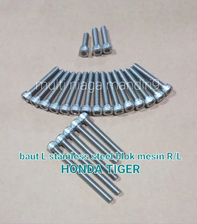 baut L stainless steel blok mesin kanan dan kiri honda tiger bak magnet bak kopling set | Lazada ...