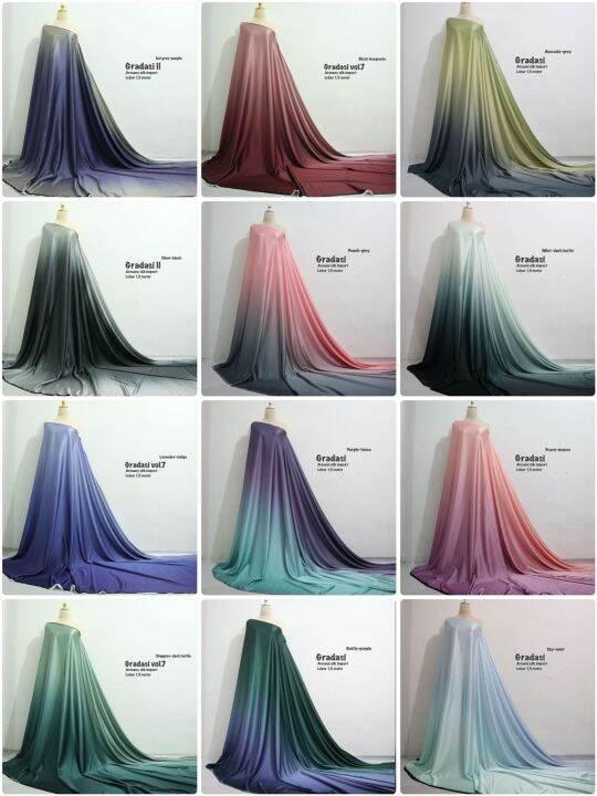 Bahan arnamy silk // kain gradasi // kain ombre 2 warna // kain ...