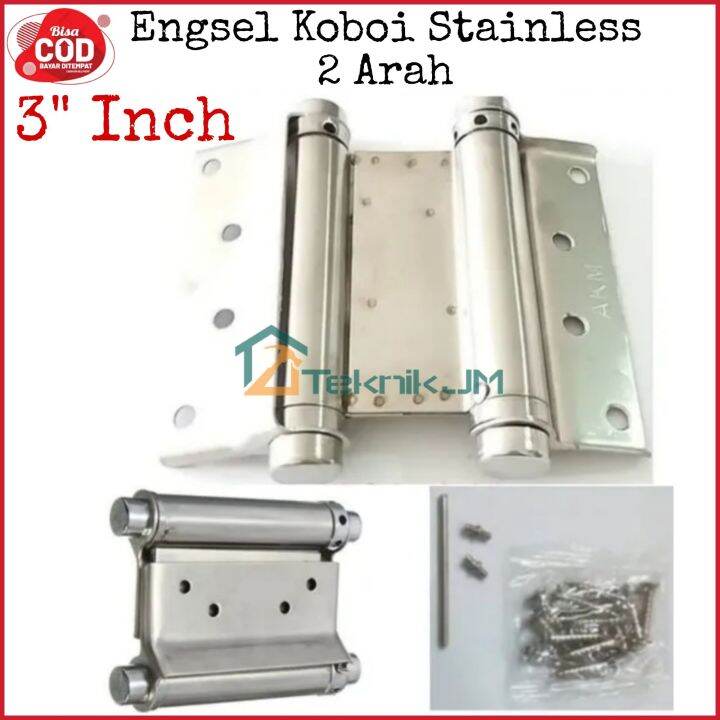 Engsel Koboi Stainless Ukuran [ 3 Inch ] 75mm 1 Set 2 Pcs Skrup Spring ...