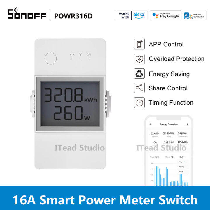 ITEAD SONOFF POW Elite 16A / 20A Wifi Smart Switch Smart Power Meter ...