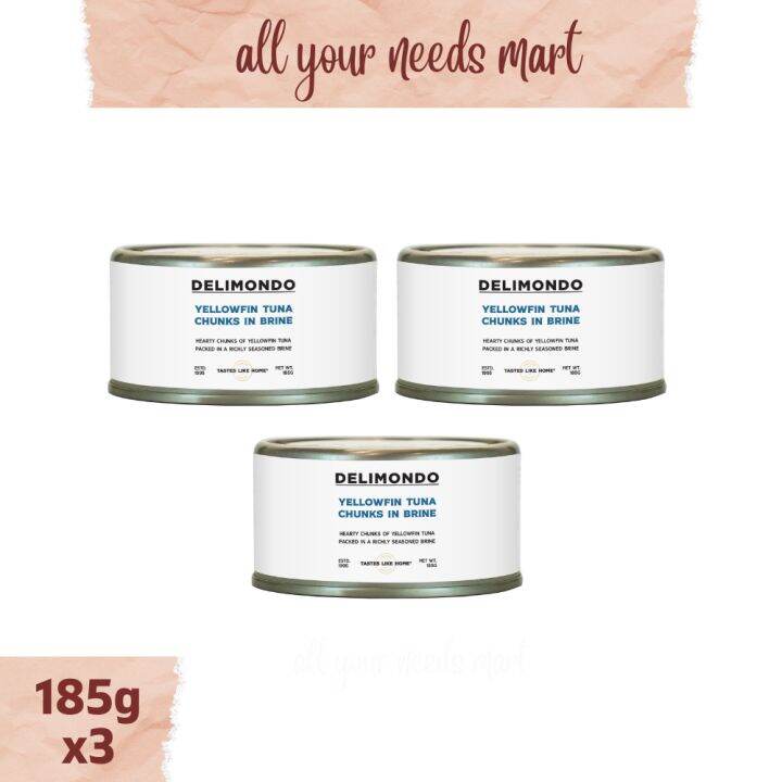 Delimondo ♡ Yellowfin Tuna Chunks in Brine 185g x3 | Lazada PH