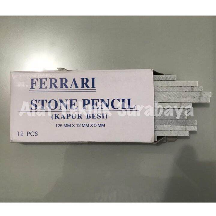 ISI 12 PCS STONE PENCIL / KAPUR BESI FERRARI 1 KOTAK / BOX 125 X 12 X 5 ...