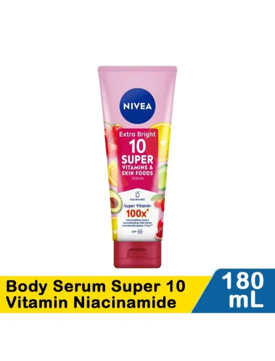NIVEA EXTRA BRIGHT 10 SUPER VITAMINS 100X & SKIN FOODS SERUM 180ML SPF ...