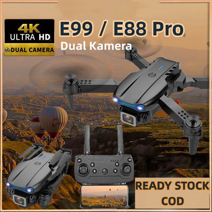 RC Drone E99 K3 Pro 4K Dual Kamera Avoid Obstacles WIFI FPV Fotografi Udara Helikopter Foldable ...
