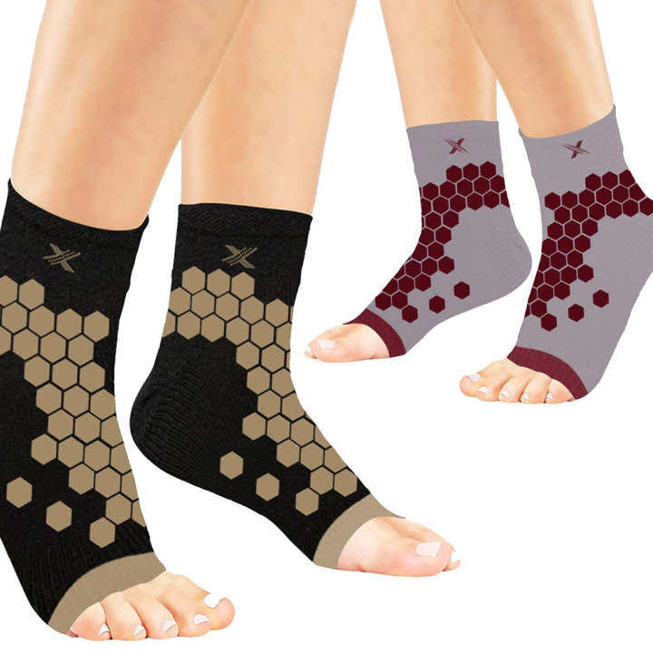 Copper-Infused Plantar Fasciitis Ankle Support Foot Sleeves (1-Pair ...
