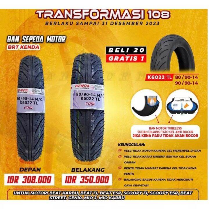 ban kenda brt motor metic ring 14 90\90 anti bocor anti paku | Lazada Indonesia