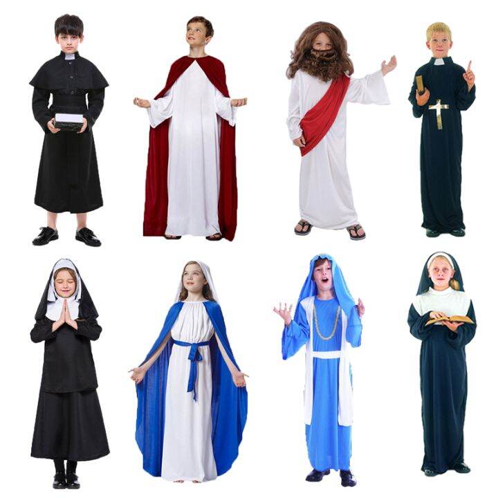 Halloween Easter Jesus Virgin Mary Clothes Cosplay Drama Priest Nun ...