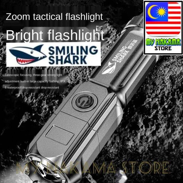 Smiling Shark Rechargeable Led Torch Light Outdoor Hiking Camping | Lazada