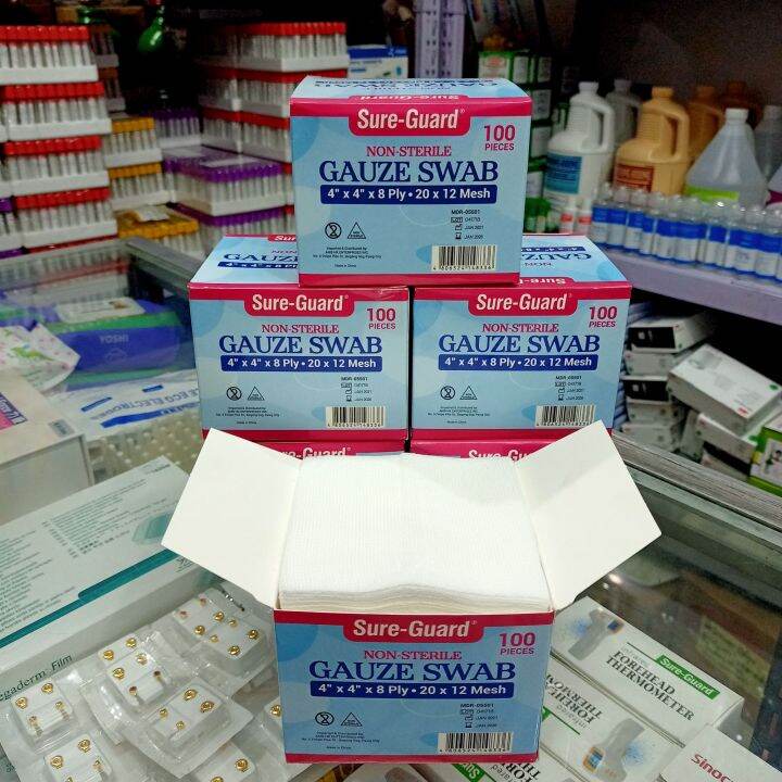GAUZE SWAB - Non-Sterile - 100 Pcs. (Sure-Guard) 4"x4"x8ply - 20x12 ...