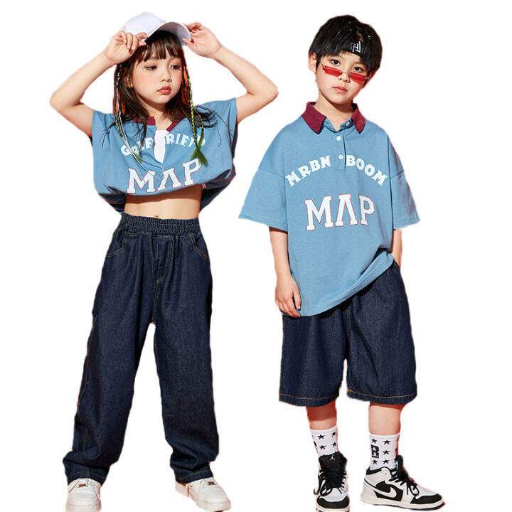 LOlanta Kids Clothes Hip-hop Suit Dance Clothes Girls Boys Polo Shirt ...