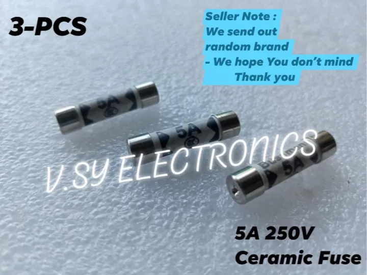 3pcs 5 Ampere 6 * 25mm Ceramic Type tube fuse 5 Ampere 25mm ceramic ...