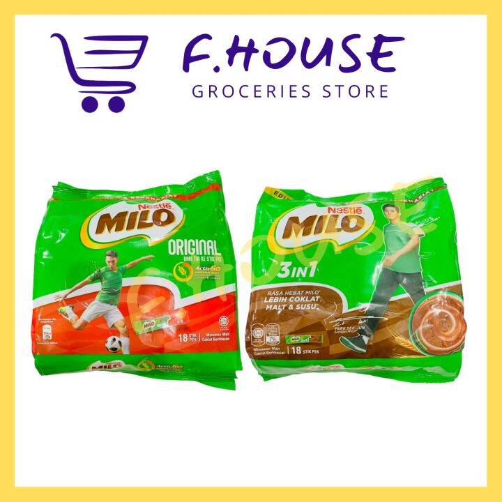Nestle MILO Activ-Go Stik Pek (30g x 18's)/ 3 in 1 Activ-Go (33g x 18's ...