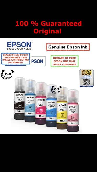 Original Epson Set of 6 057 ink bottle 70ml for New Model Epson L8050 ...