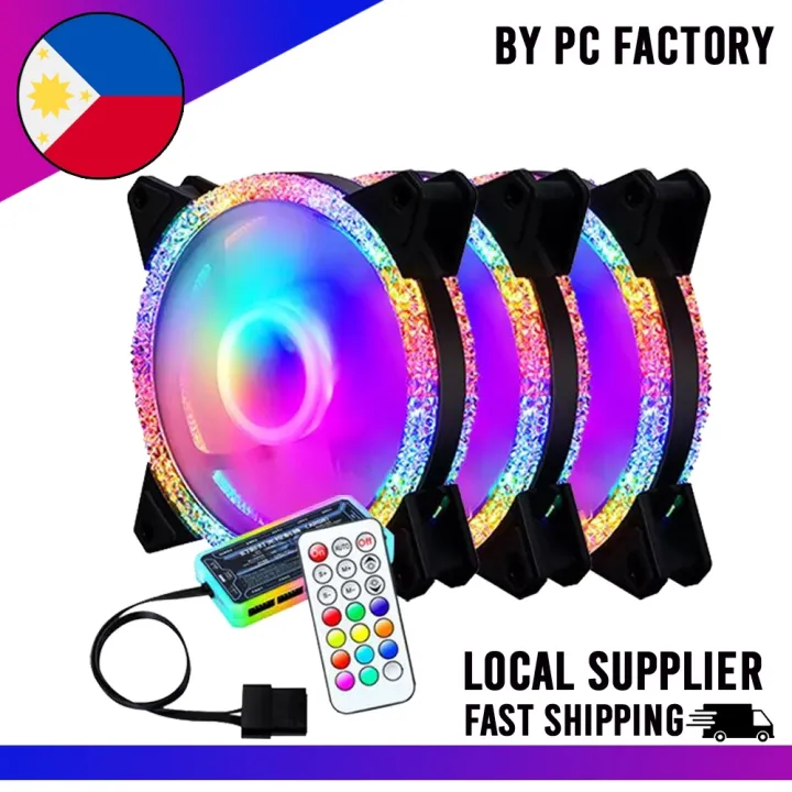 Cooling Case Fan ARGB 3 IN 1 KIT Double Ring Crystal Diamond 6pin 120mm ...