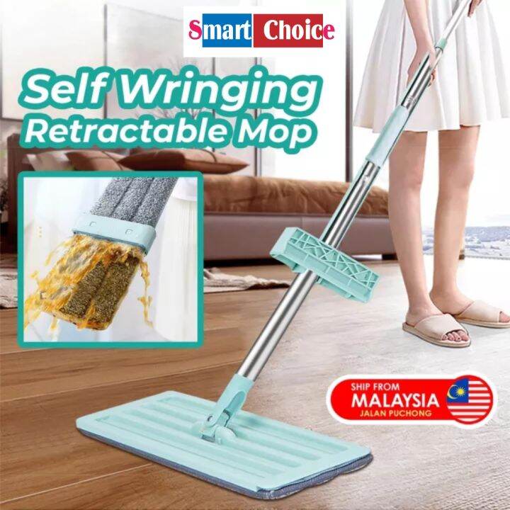 Penyapu Mop Lantai Microfiber Retractable Mop Broom Self Wring Wringing ...