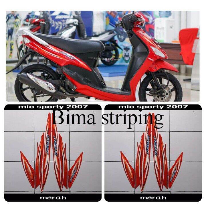 STICKER STRIPING LIS LES BODY MOTOR YAMAHA MIO SPORTY 2007 MERAH ...