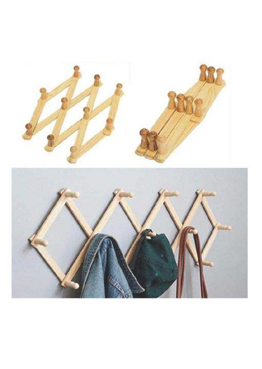 Telescopic Folding Bamboo Hook/ Expandable Wooden Portable Hanger Hinge ...
