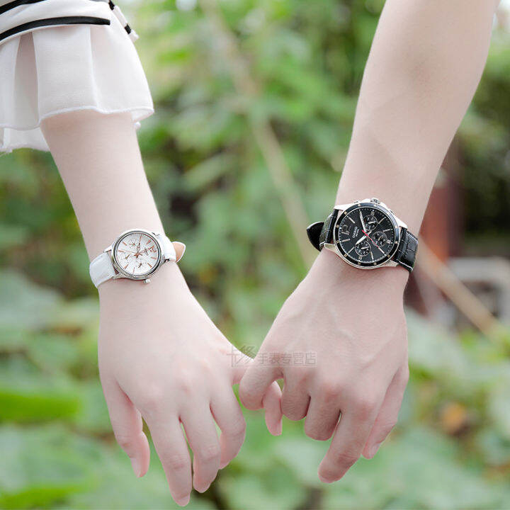 Casio นาฬิกาข้อมือคาสิโอสำหรับคู่รักนาฬิกาควอตซ์คู่กันน้ำแบบคู่รักแบบ ...