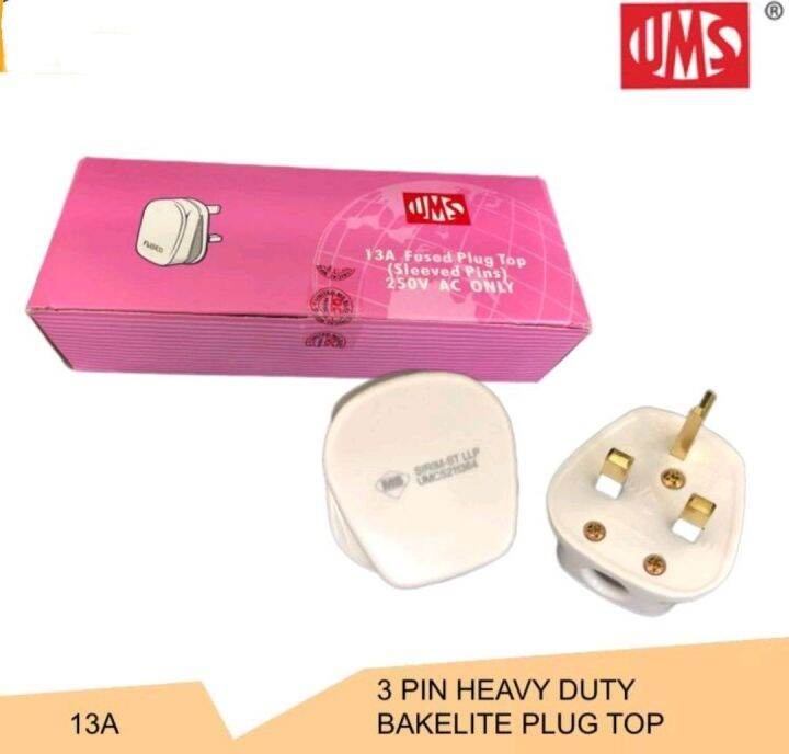 [Sirim 250V] UMS Heavy Duty Bakelite 13A Plug Top | Lazada