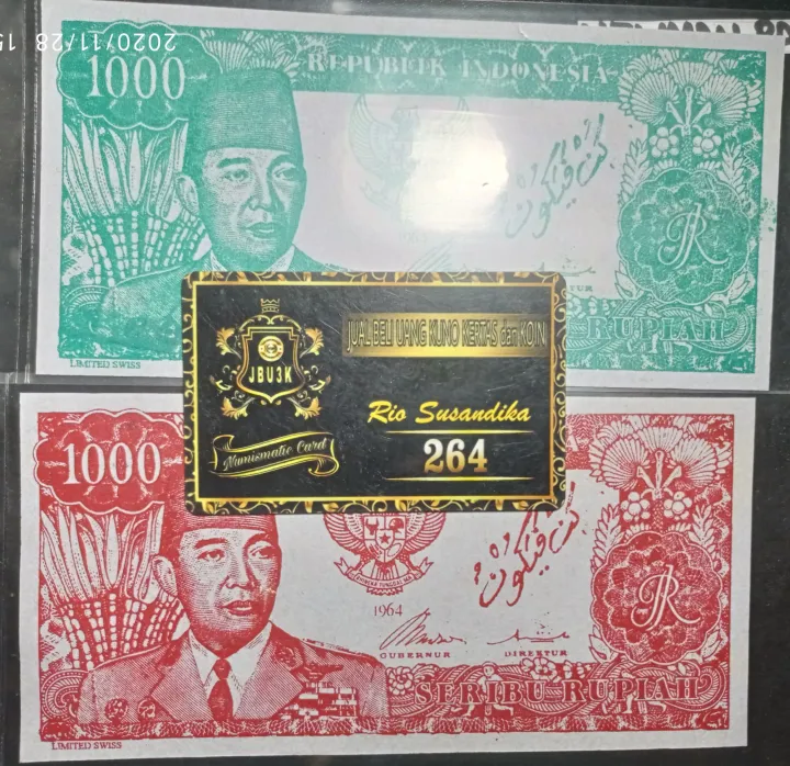 UANG MAINAN SUKARNO PECAHAN 1000 RUPIAH PENARI SERIMPI WARNA MERAH DAN ...