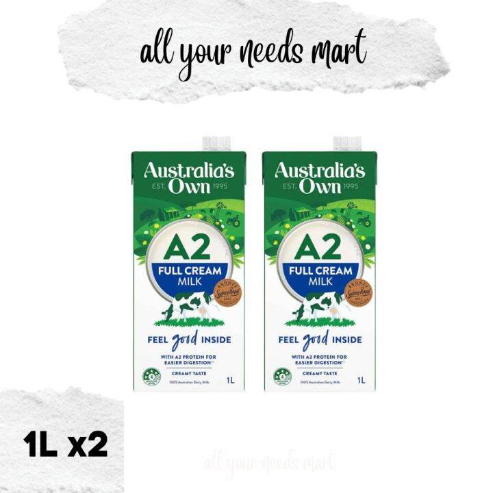 Australia’s Own ♡ A2 Protein Full Cream Milk 1L x2 | Lazada PH