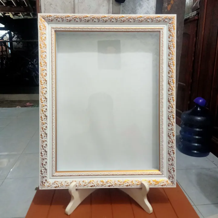 Pigura Mahar 3D Putih Gold Motif Jepara ( 30x40, 25x35, 20x30 ...