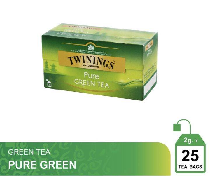 Twinings Pure Green Tea ชาทไวนิงส์ เพียว กรีนที ชาเขียวชนิดซอง 50g (2g x 25bags) | Lazada.co.th